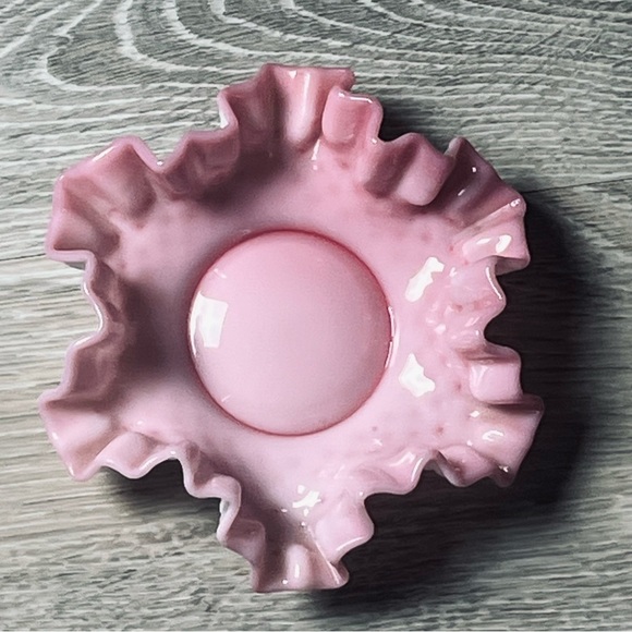Fenton | Accents | Vintage Fenton Pink Milk Glass Hobnail Ruffle Bon ...